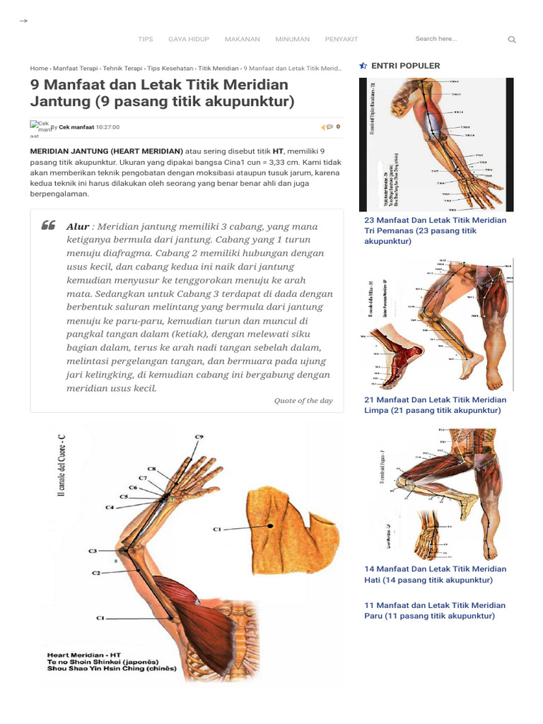 9 Manfaat Dan Letak Titik Meridian Jantung | PDF