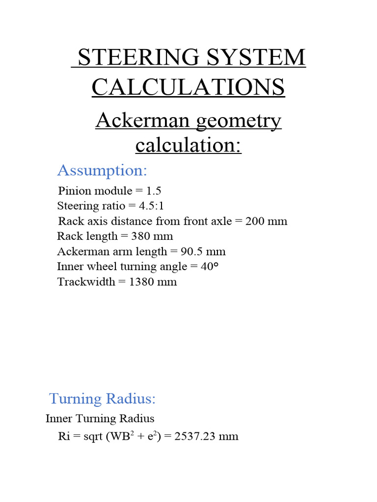 Steering Subsystem Calculations | PDF | Force | Buckling