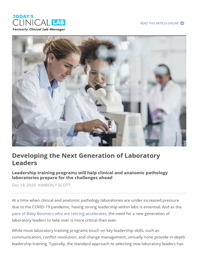 Developing The Next Generation of Laboratory Leaders | PDF | Leadership ...