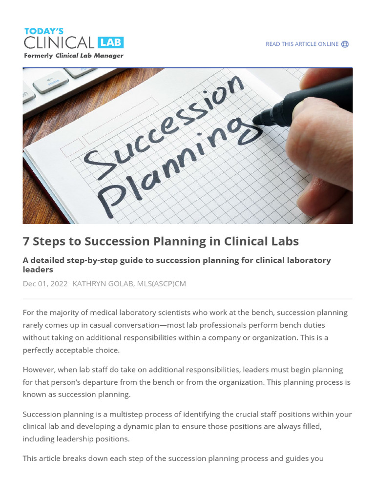 7 Steps To Succession Planning in Clinical Labs | PDF | Mentorship ...