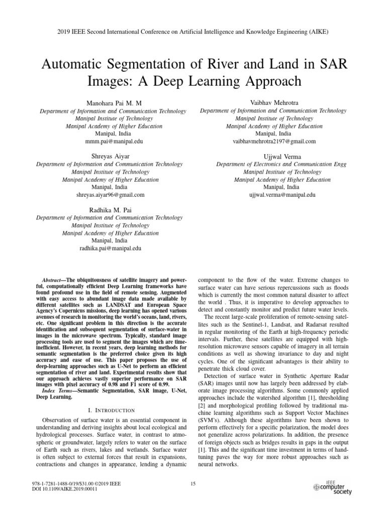 Automatic Segmentation Of River And Land In Sar Images A Deep Learning