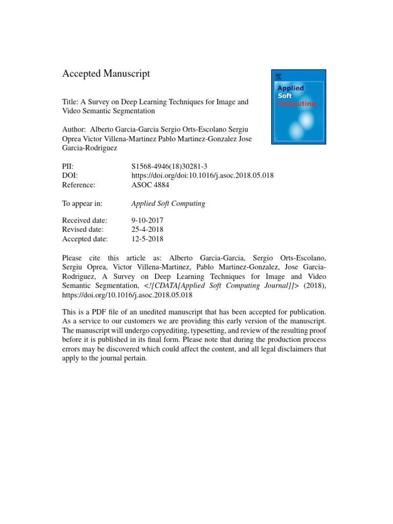 A Survey On Deep Learning Techniques For Image and Video Semantic Segmentation | PDF | Image ...