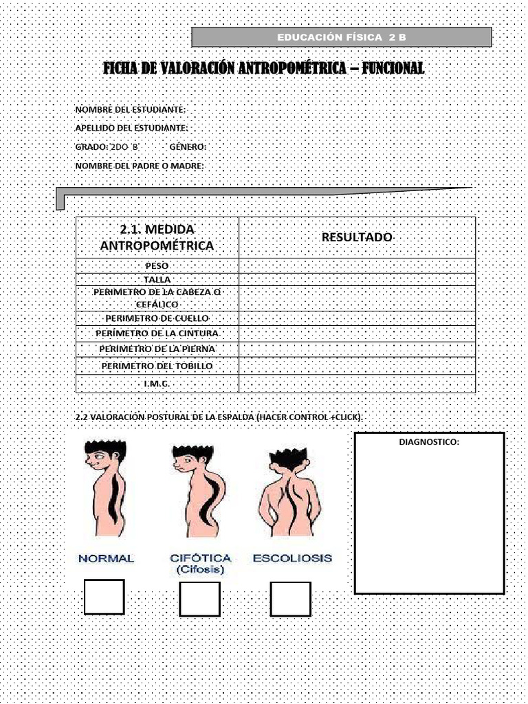 2 B Ficha de Valoración Antropométrica Funcional | PDF