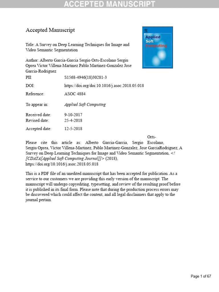 A Survey On Deep Learning Techniques For Image and Video Semantic Segmentation | PDF | Image ...