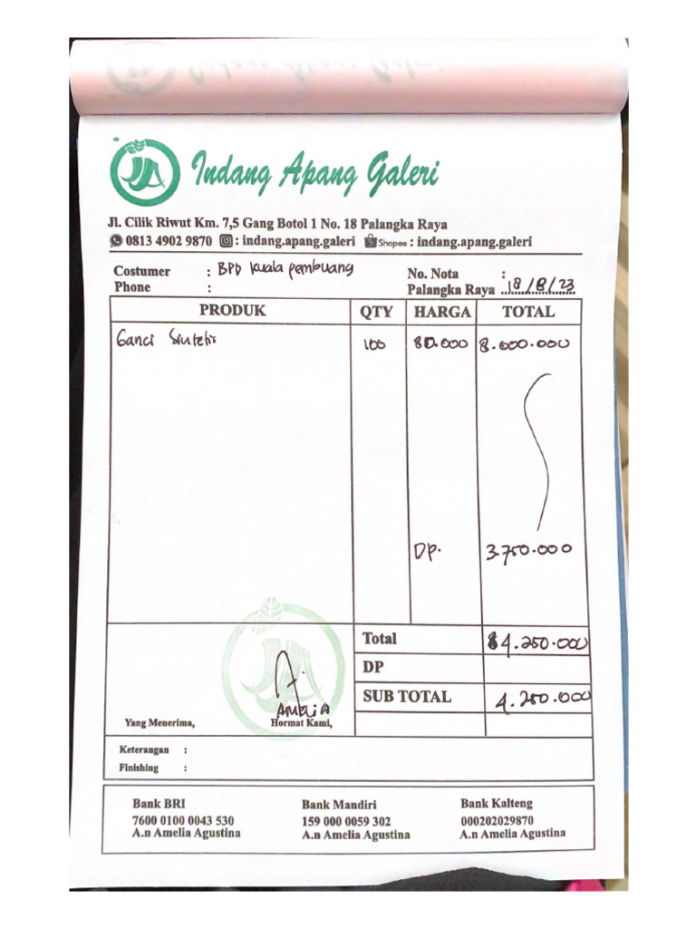 Contoh Nota Belanja Toko | PDF