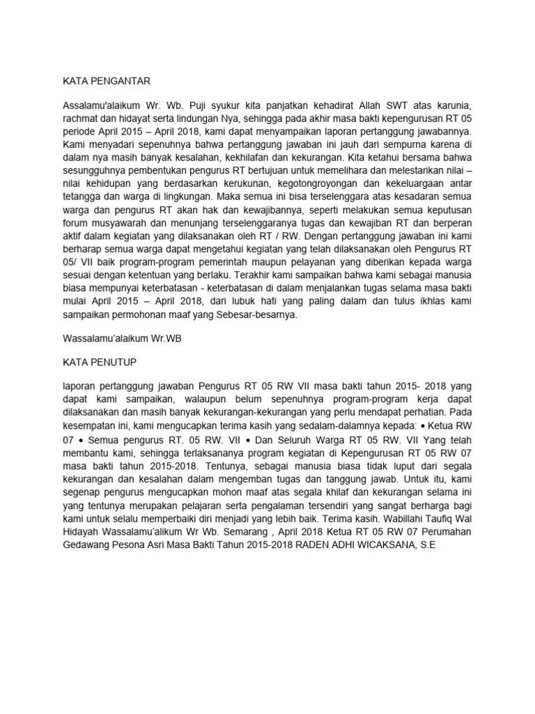 Kata Penutup LPJ | PDF