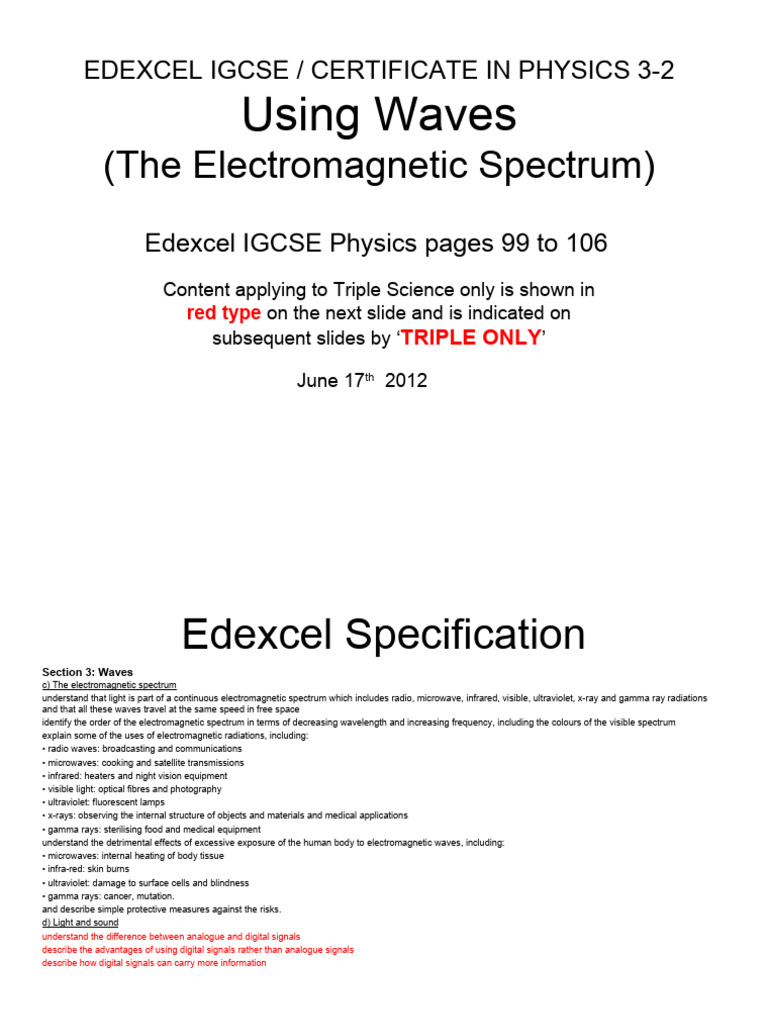 2 IGCSE 32 UsingWaves | PDF | Electromagnetic Spectrum ...