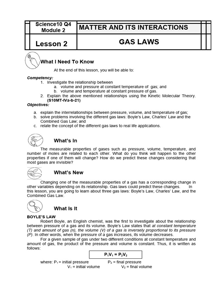 Science-10 Q4 Module-2 Week-2 | PDF | Gases | Temperature