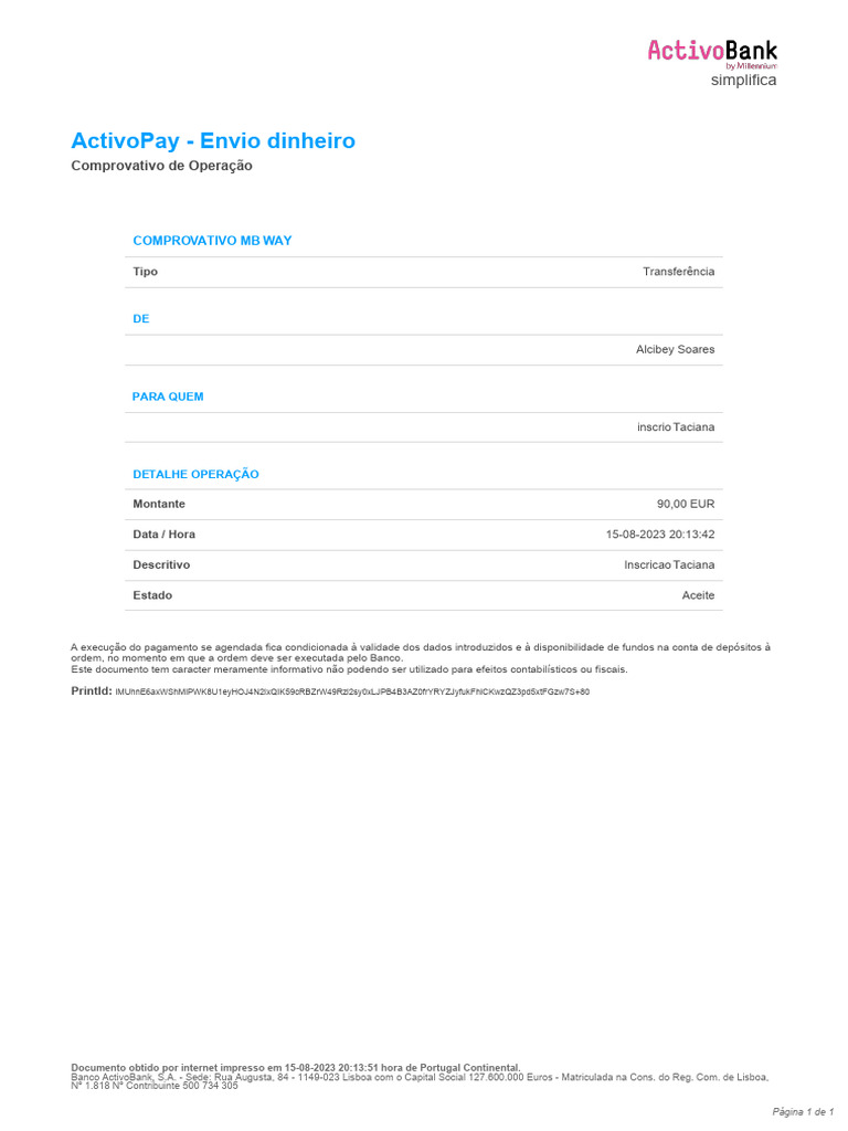 Comprovativo - 2023103 | PDF