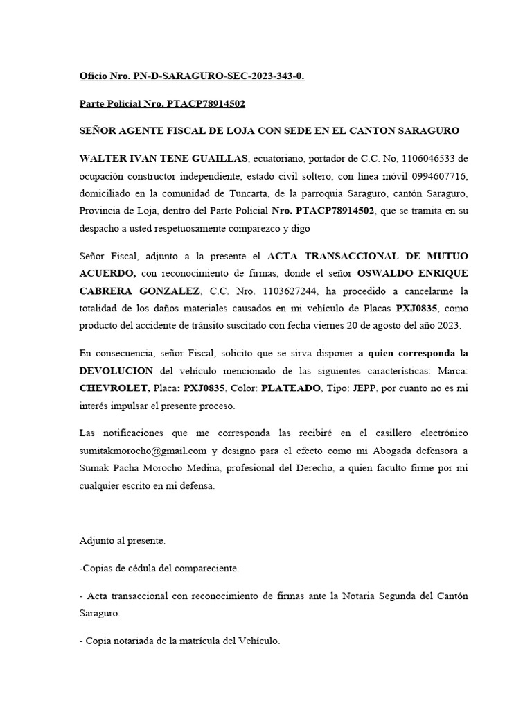 Acuerdo y Devolución de Vehículos | PDF | Fiscal | Justicia