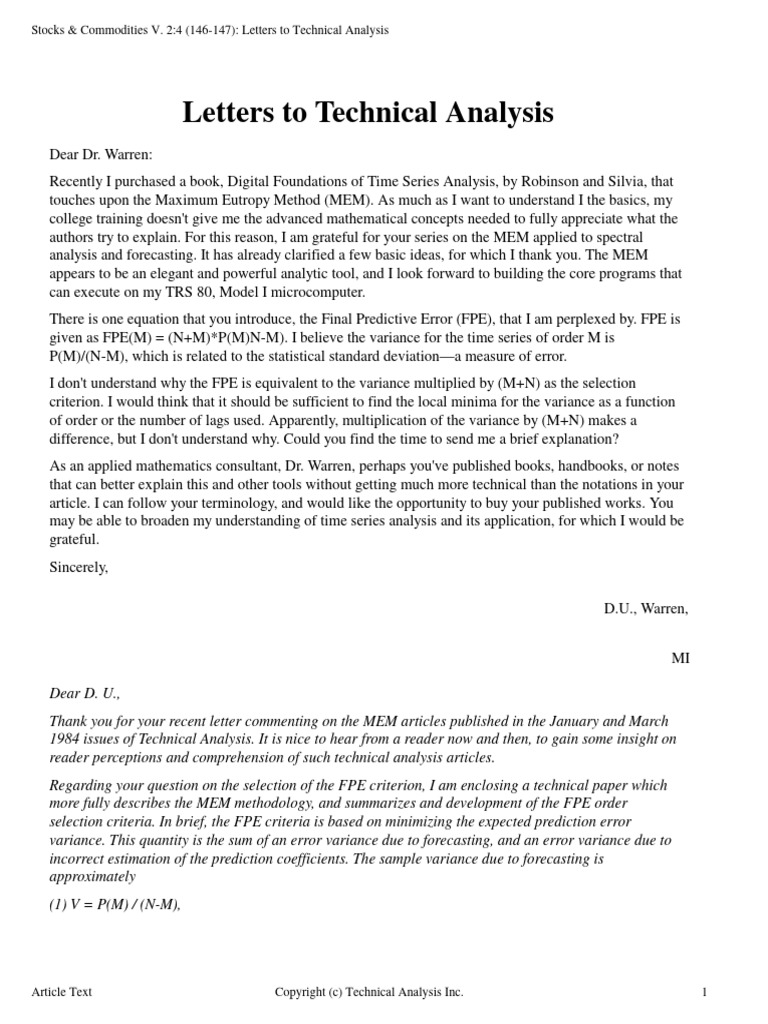 LETTER | PDF | Variance | Technical Analysis
