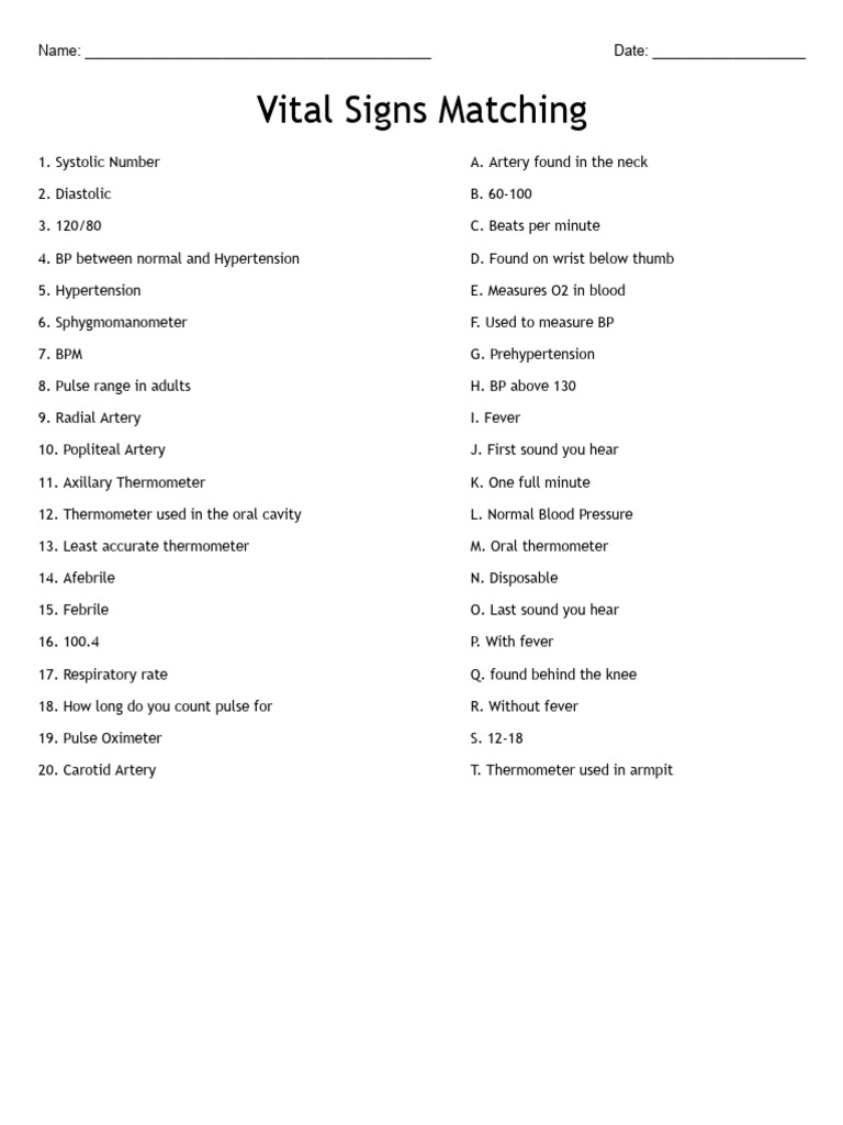 Vital Signs Matching | PDF