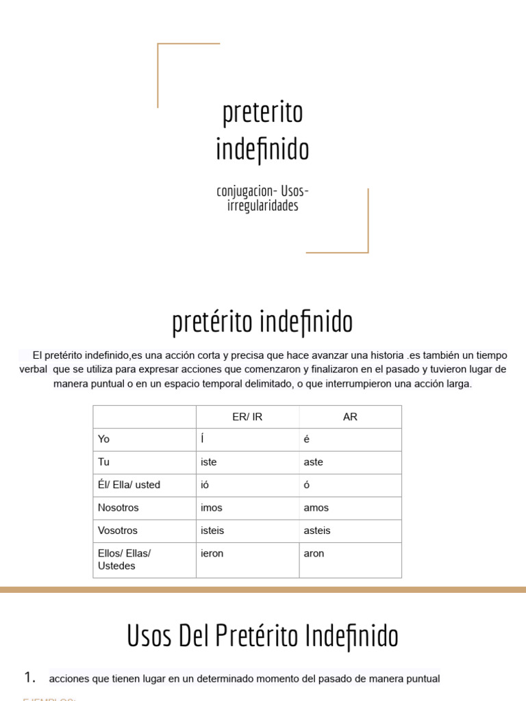 Usos y conjugación del pretérito indefinido | PDF | Verbo | Lingüística