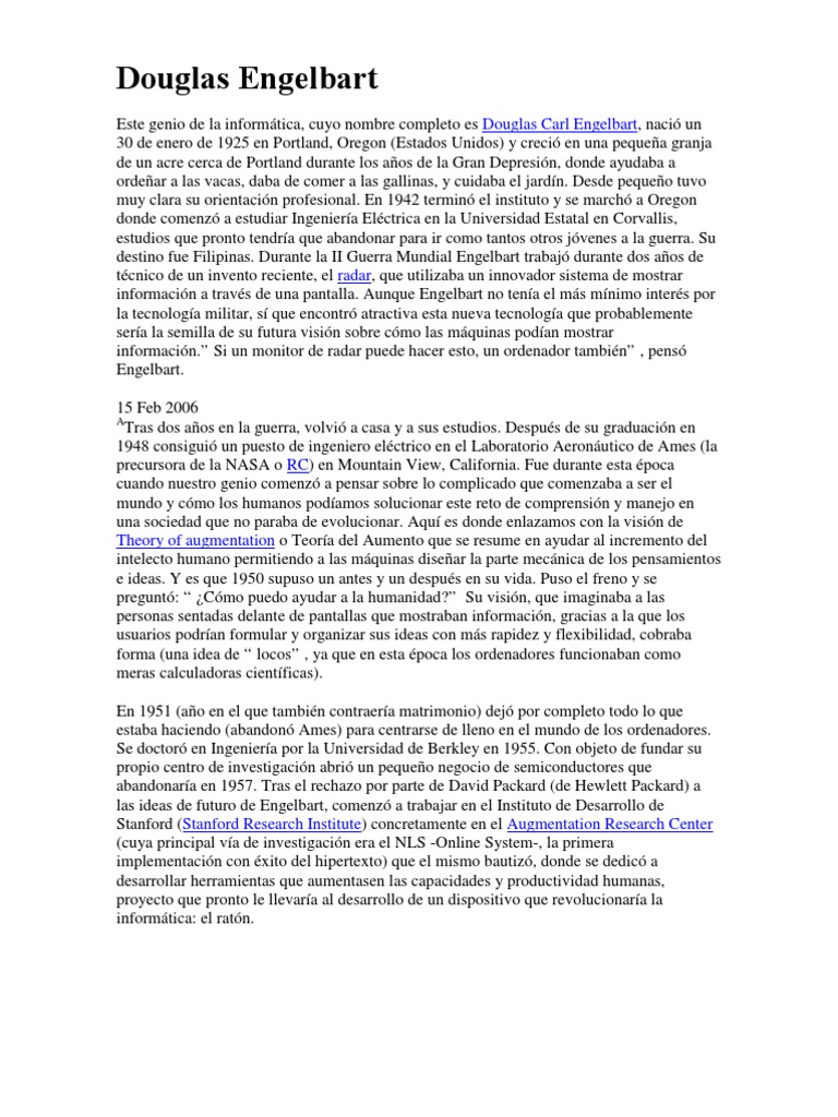 Douglas Engelbart | PDF | Tecnología digital | Ciencia y Tecnología