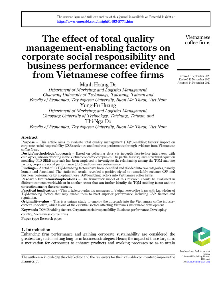 TQM | PDF | Corporate Social Responsibility | Survey Methodology