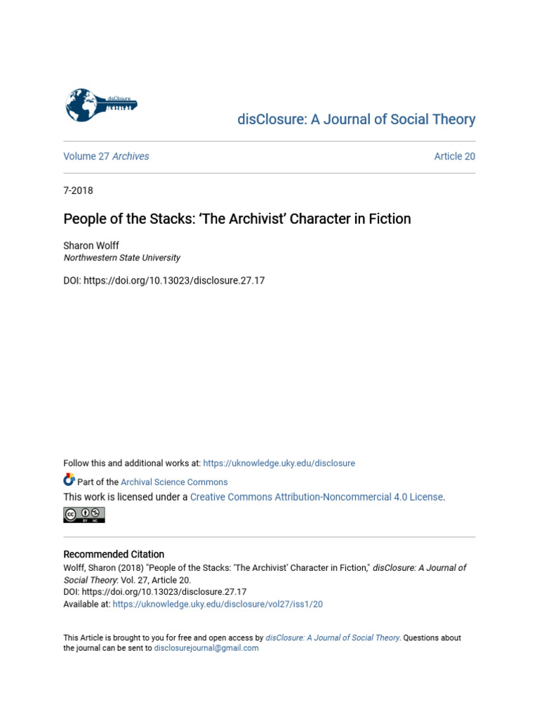 People of The Stacks - The Archivist Character in Fiction - Sharon ...