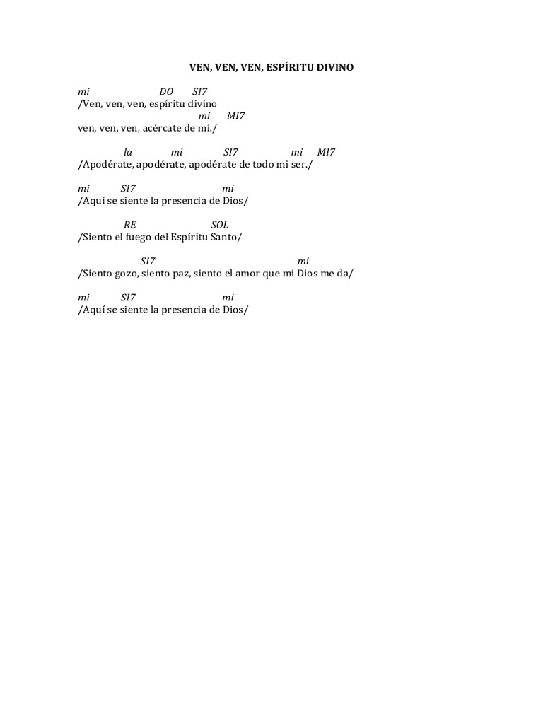 Ven, Ven, Ven Espíritu Divino | PDF