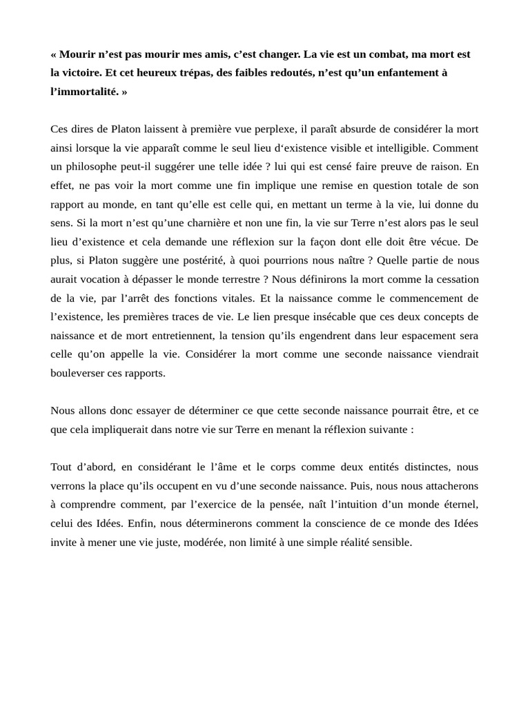 La Mort comme Seconde Naissance selon Platon | PDF | Noûs | Platon