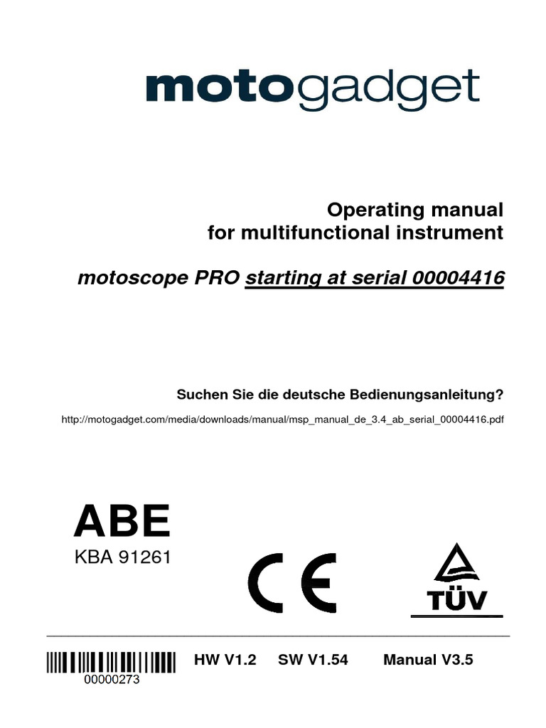 Motoscope Pro Operating Manual | PDF | Ignition System | Power Supply