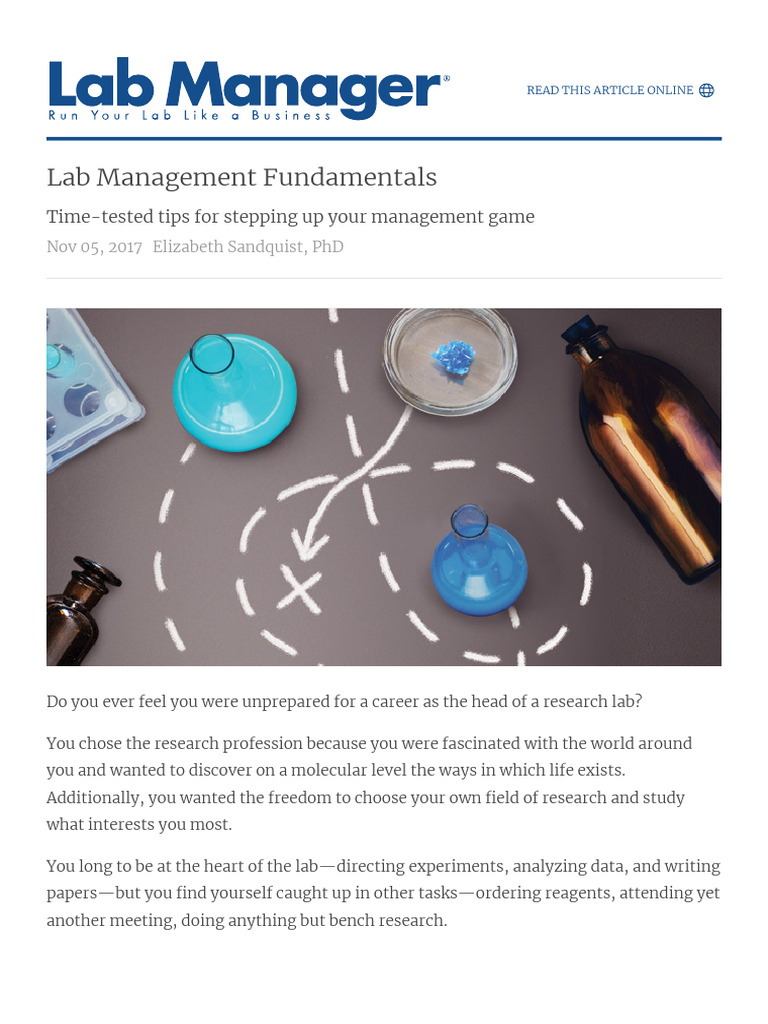 Lab Management Tips for Success | PDF | Laboratories | Leadership