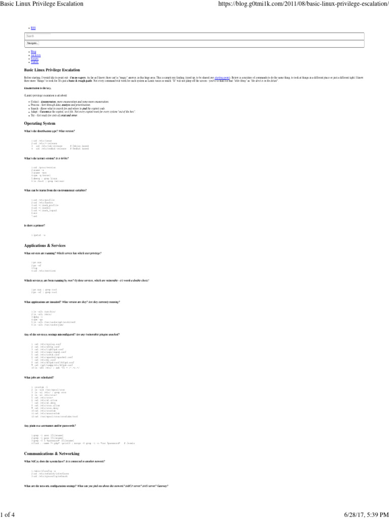 Basic Linux Privilege Escalation | PDF | Computer Network | Ip Address