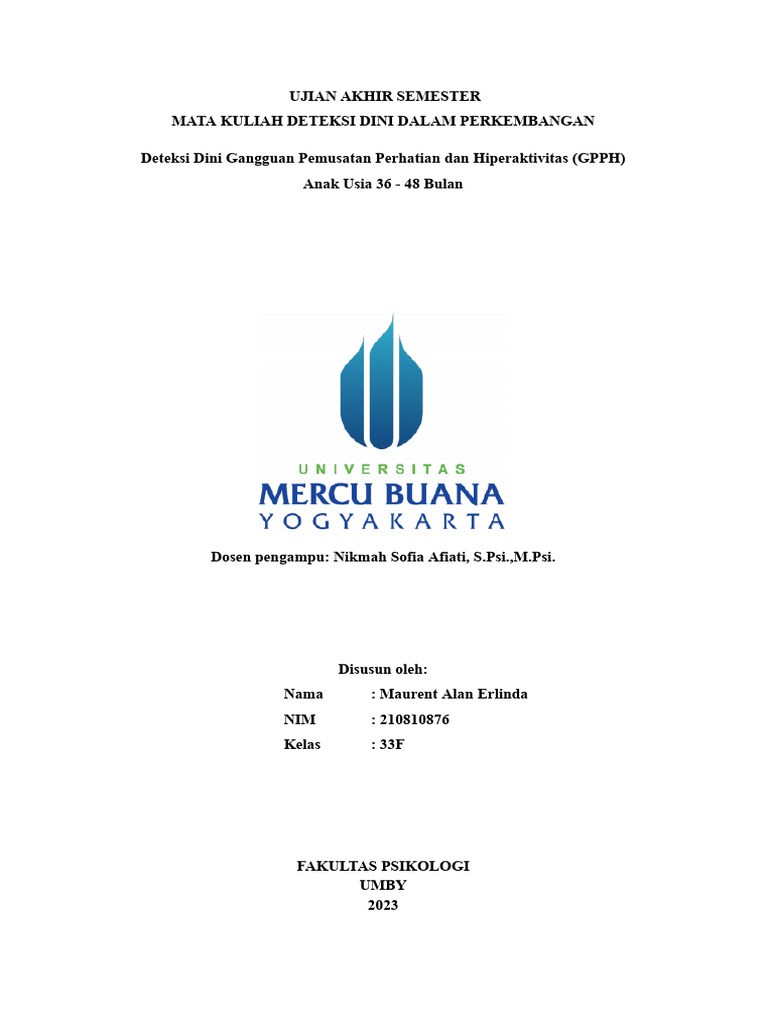 Maurent Alan Erlinda - 210810876 - 33F - Ujian Akhir Semester - Deteksi Dini Dalam Perkembangan ...