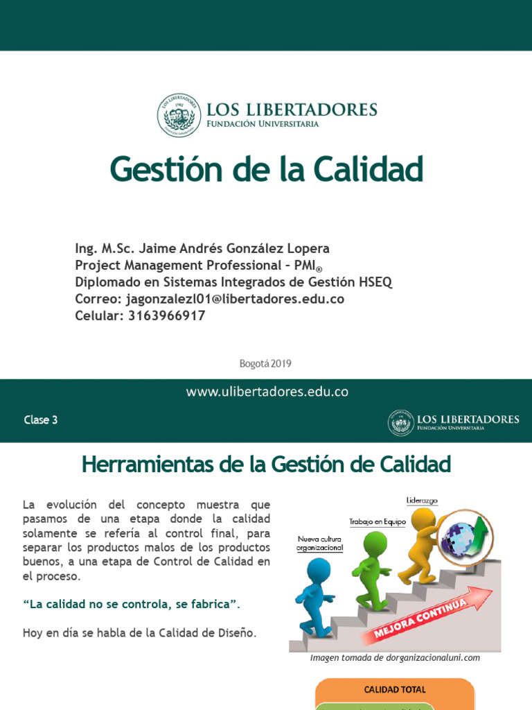 Clase 3 - Gestión de La Calidad 2019-1 | Descargar gratis PDF | Gestión de la calidad | Medición