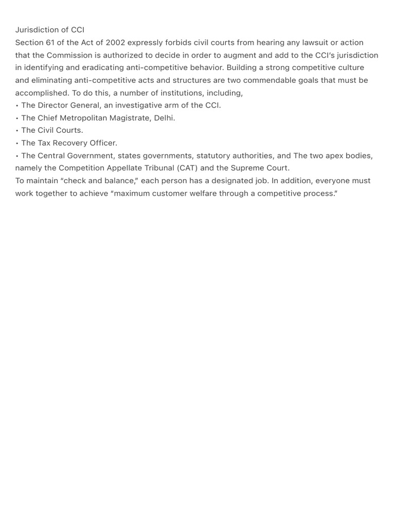 Jurisdiction of CCI | PDF