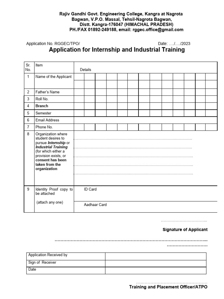 Training N Internship Formats TPO RGGEC | PDF | Computing