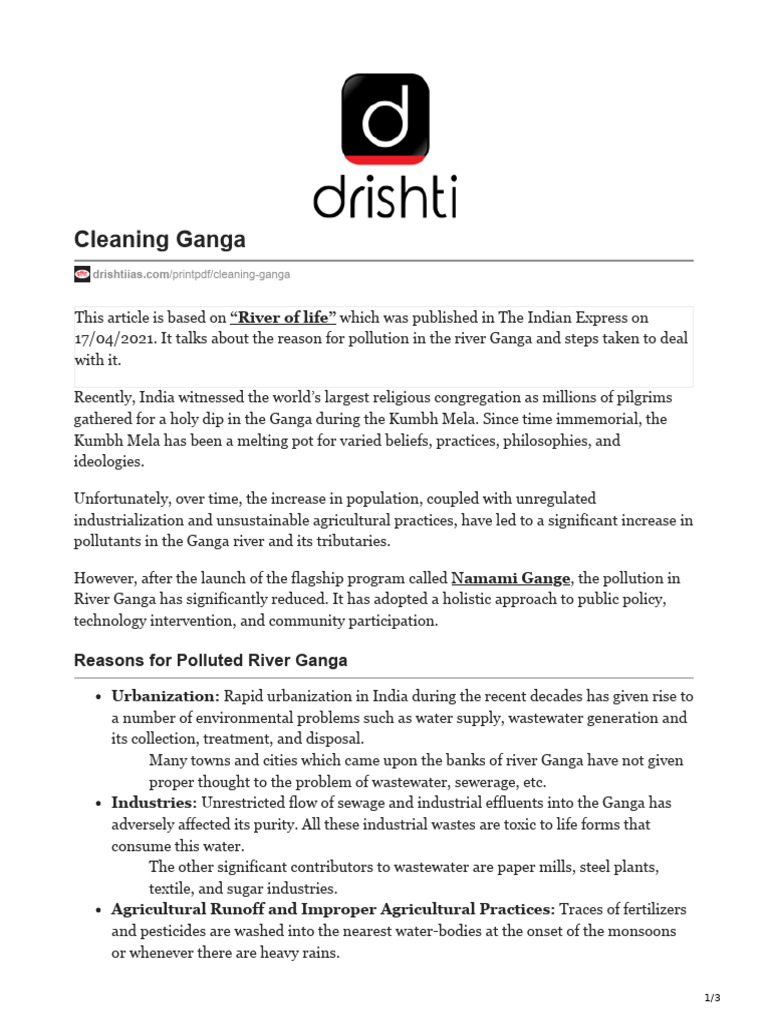 Cleaning Ganga | PDF | Sewage | Water
