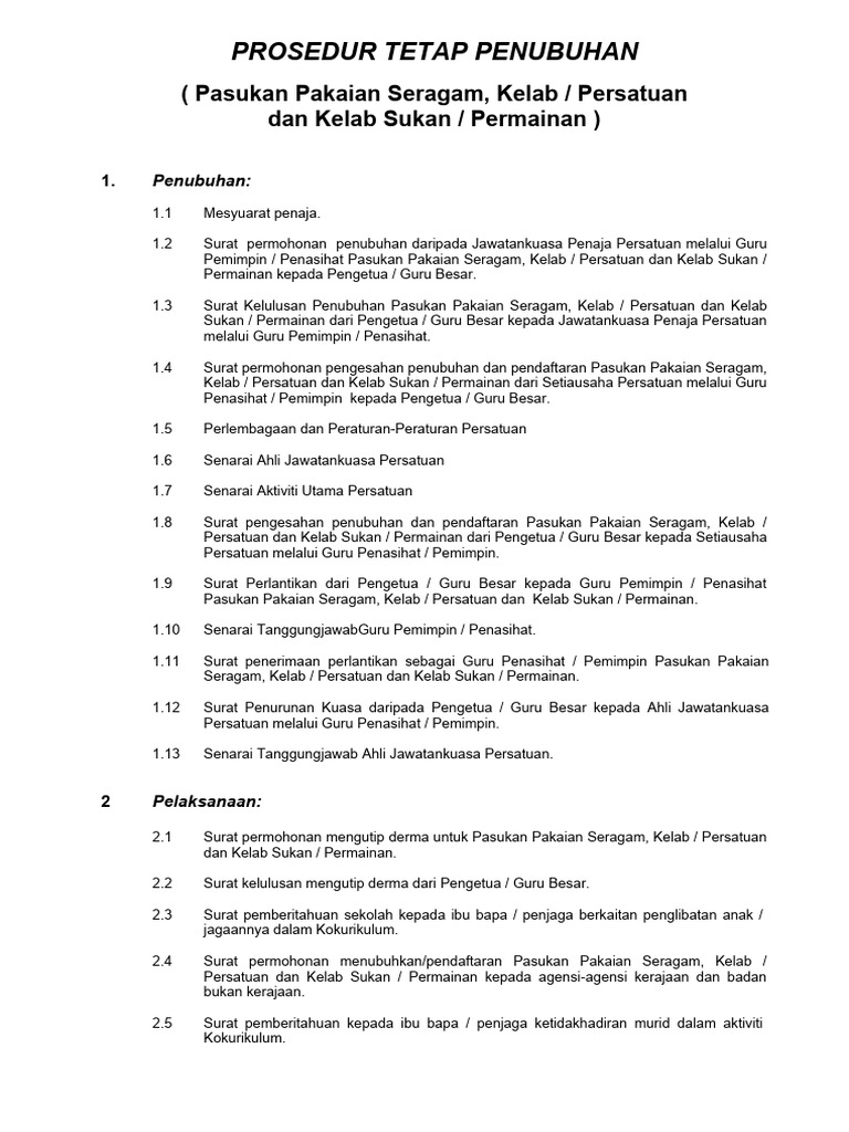 Prosedur Tetap Penubuhan | PDF