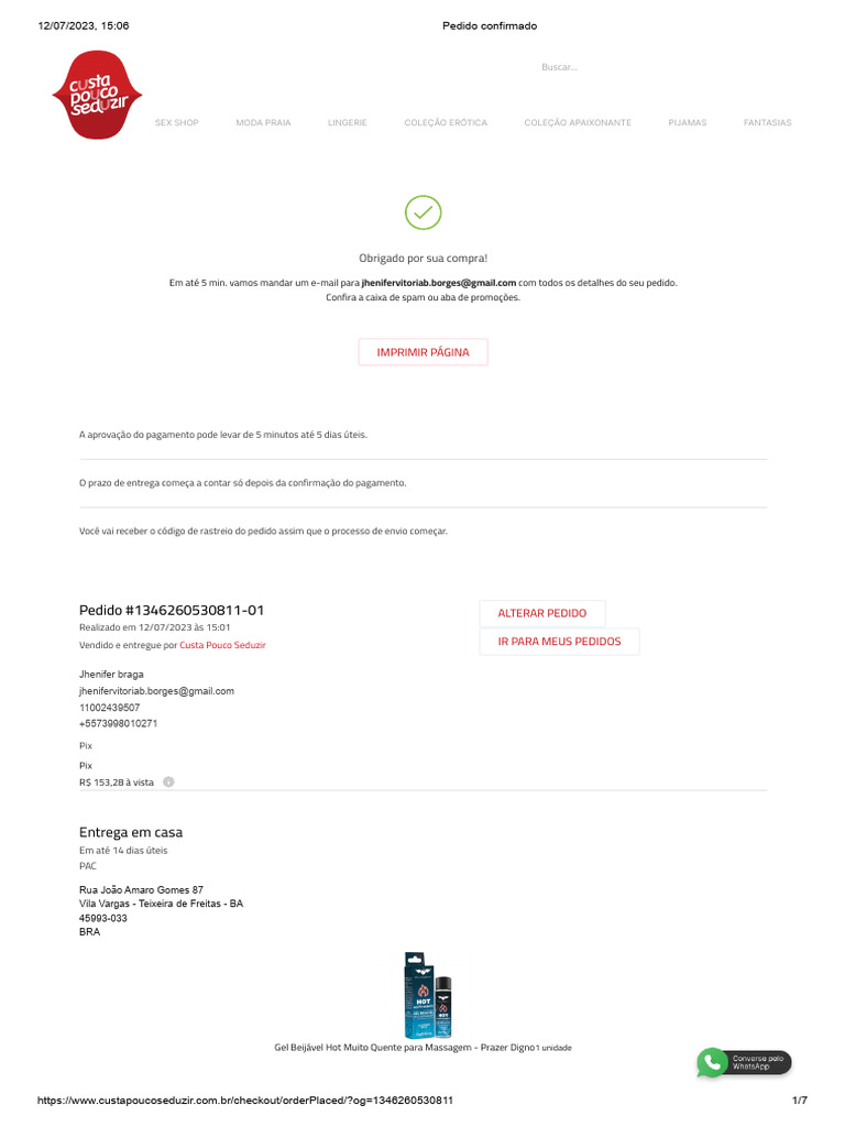 Pedido confirmado | PDF