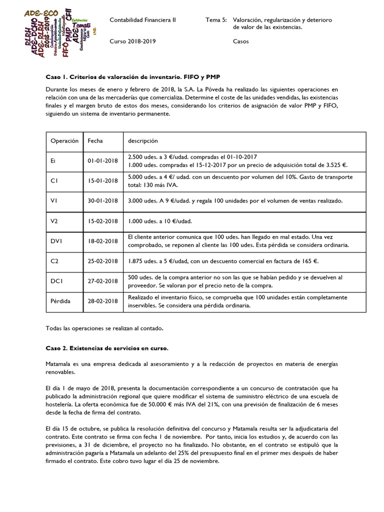 CF2 2018-2019 T5 Casos | PDF | Contabilidad | Contabilidad financiera