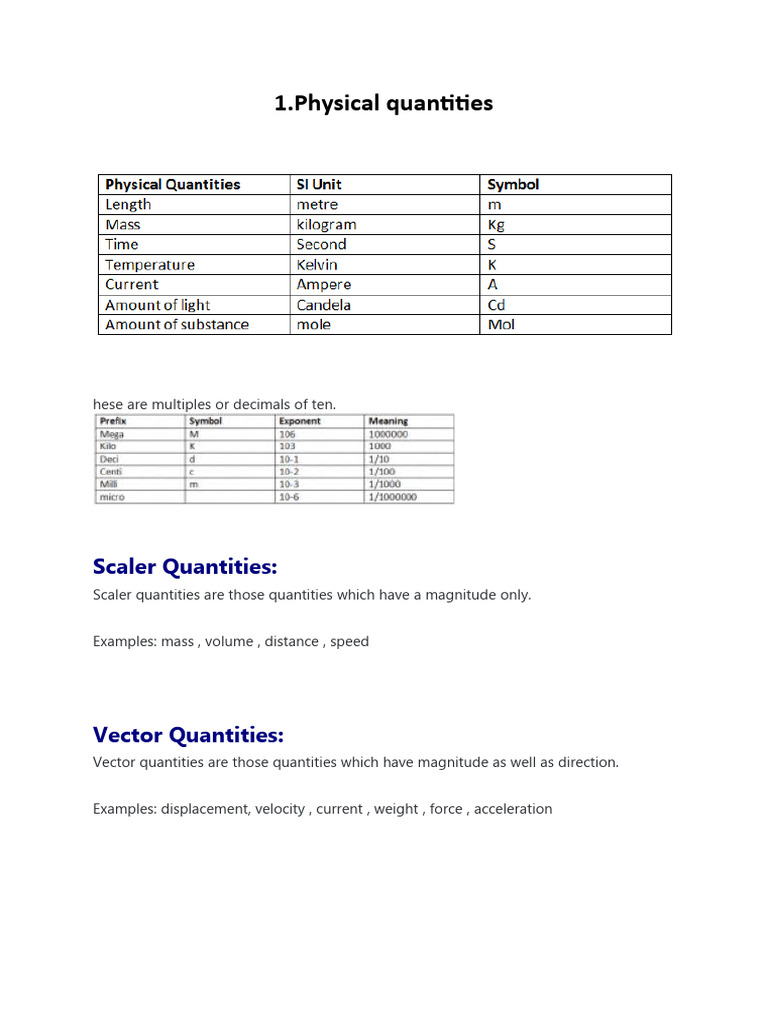 Understanding Physical Quantities and Measurement | PDF