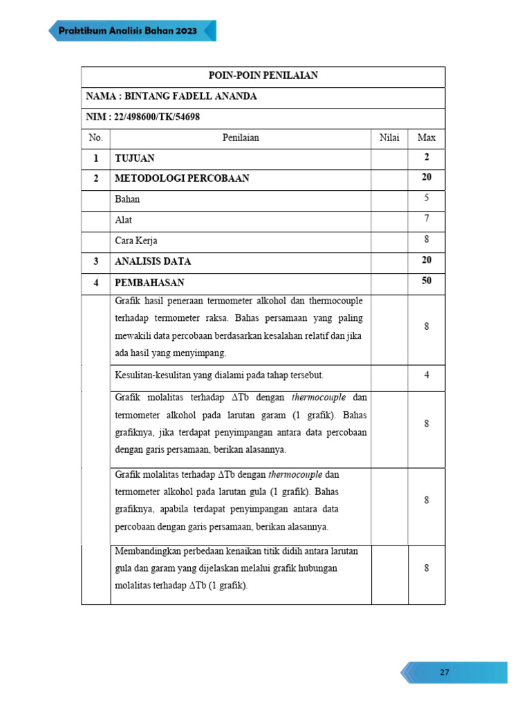 Lembar Nilai Kode A | PDF