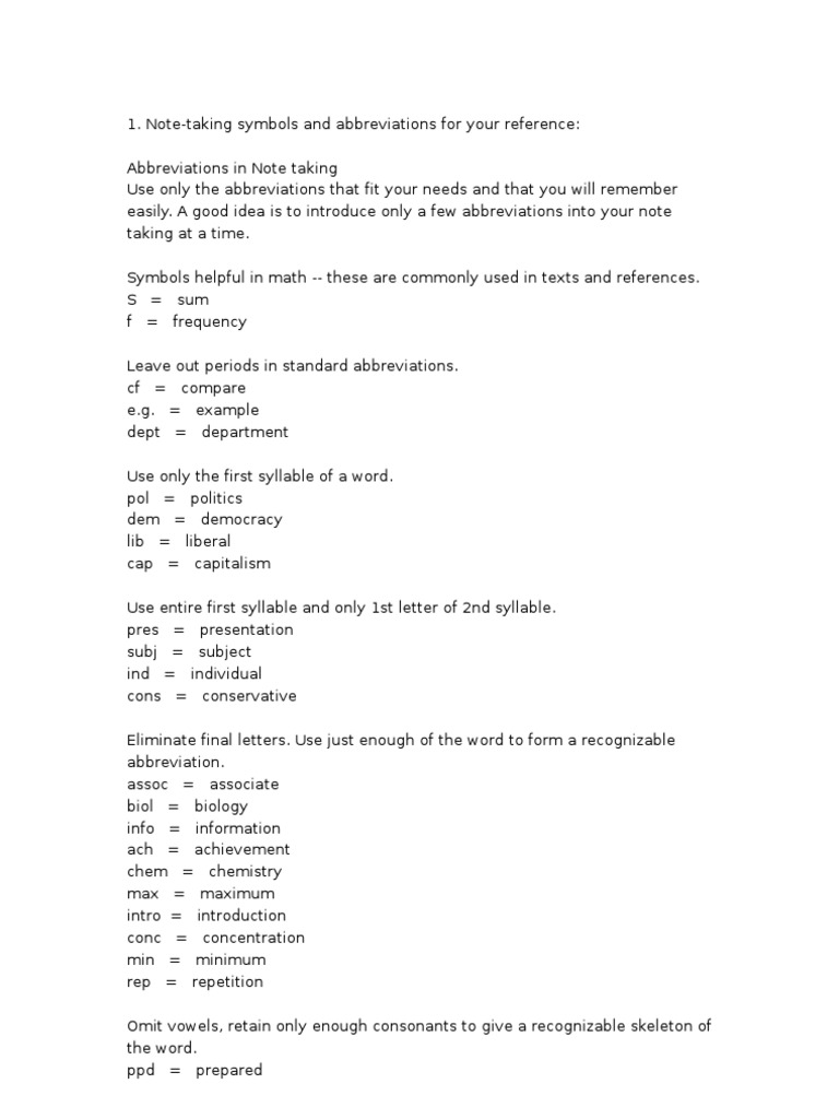 Note-Taking & Symbols For Interpretation | PDF | Syllable | Philology
