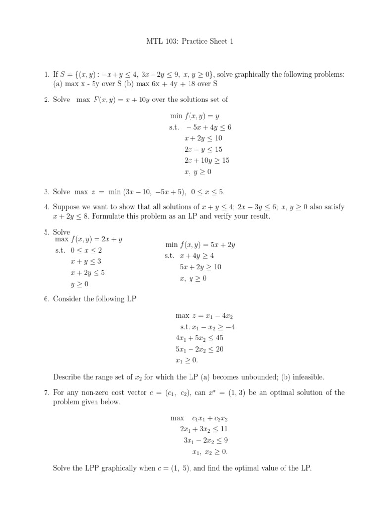 MTL103 Practice Sheet 1 | PDF | Computer Programming | Computational Science