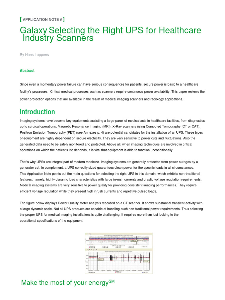 Selecting UPS for Medical Imaging Systems | PDF | Medical Imaging ...