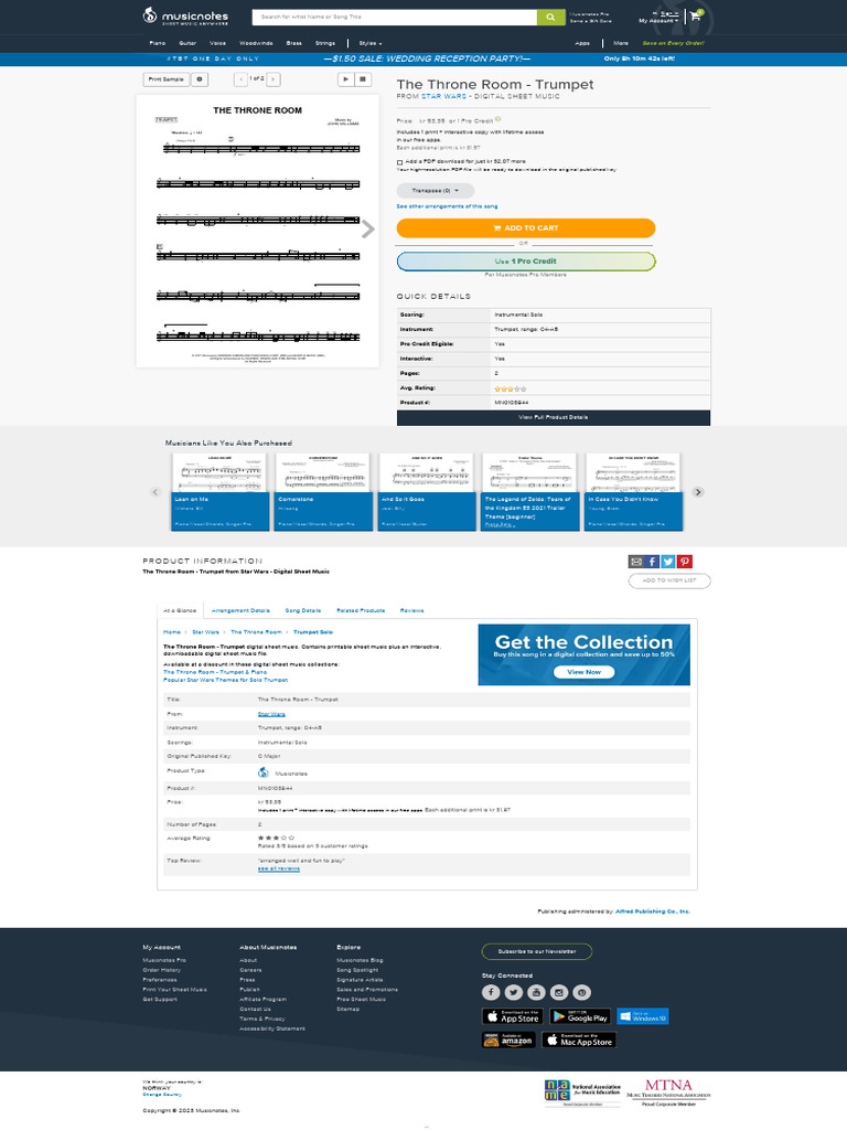 _The Throne Room - Trumpet_ from 'Star Wars' Sheet Music (Trumpet Solo ...