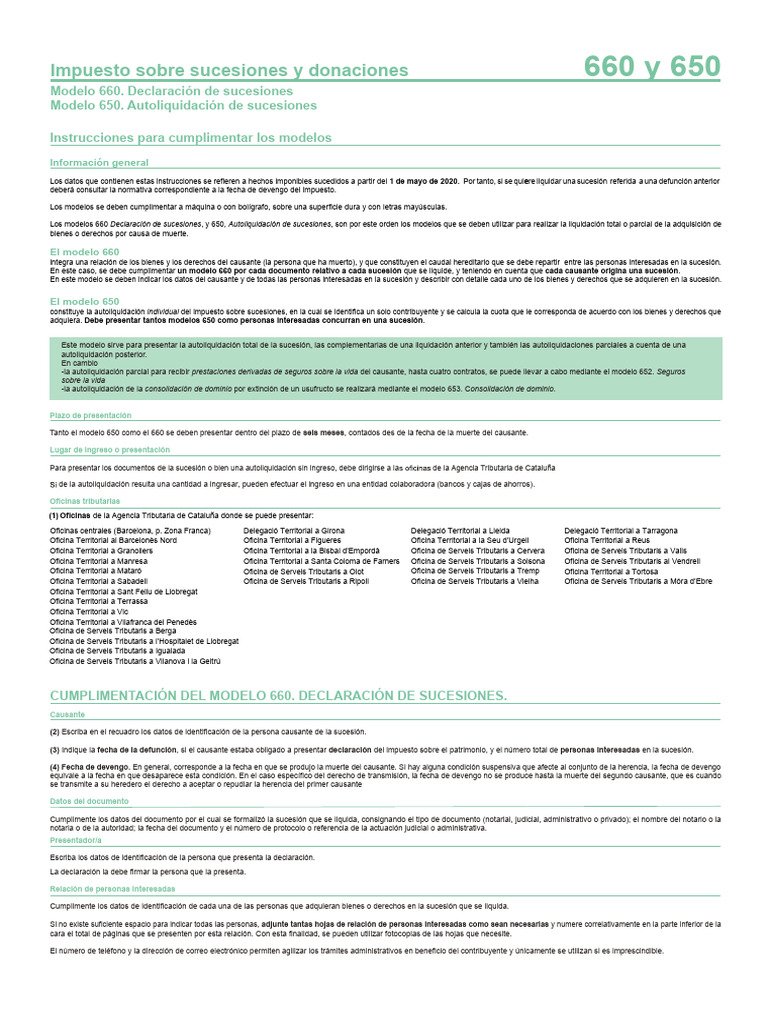 Instrucciones Modelo 660 Sucesiones | PDF | Herencia | Compartir (Finanzas)