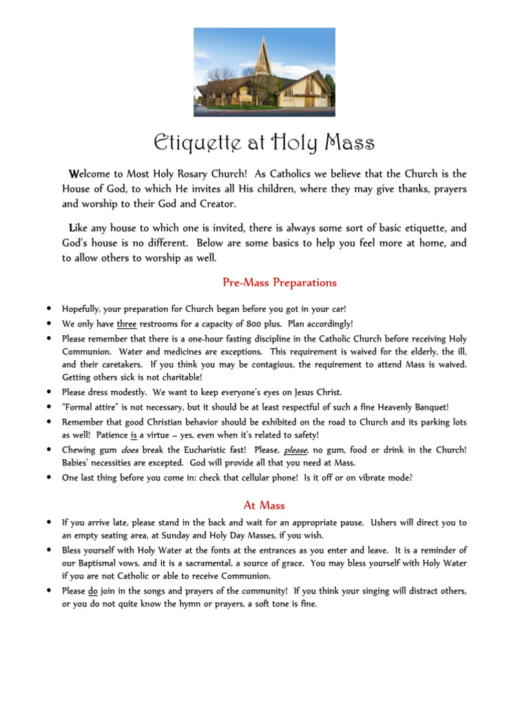 Etiquette | Download Free PDF | Eucharist | Mass (Liturgy)