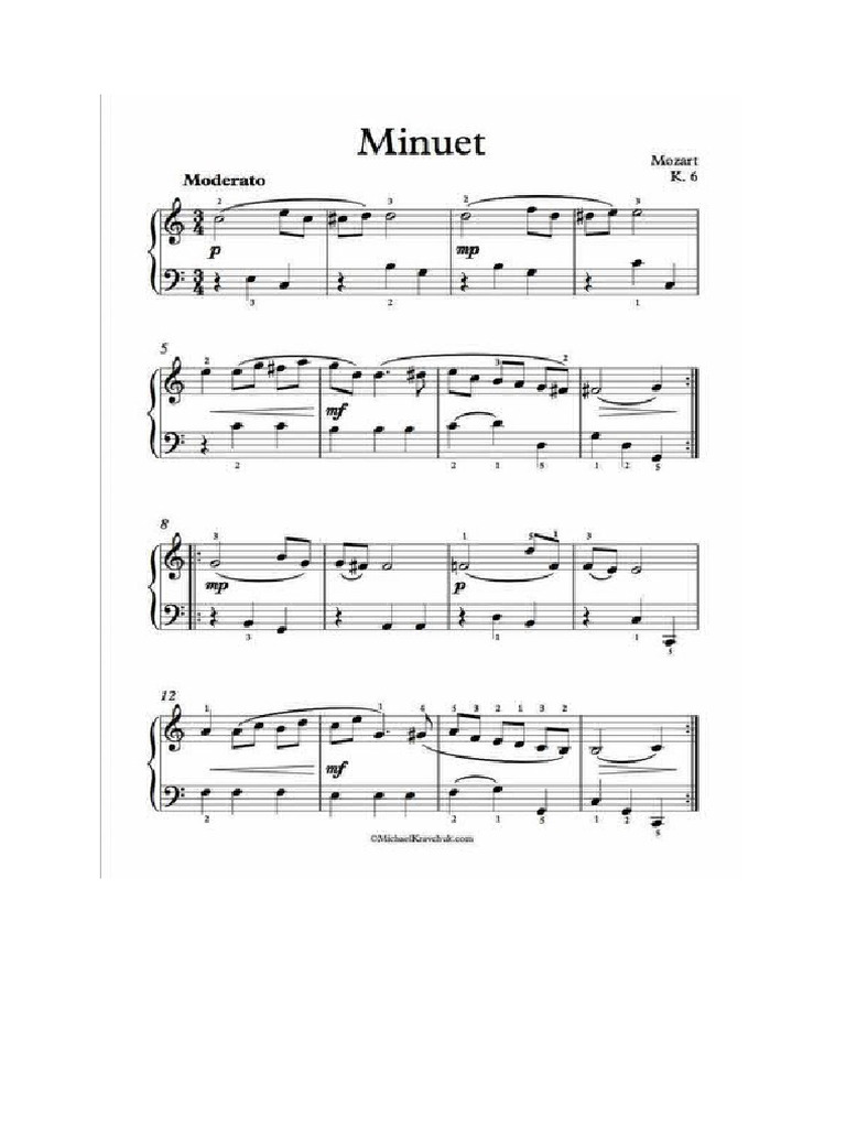 Menuet W.A.Mozart | PDF