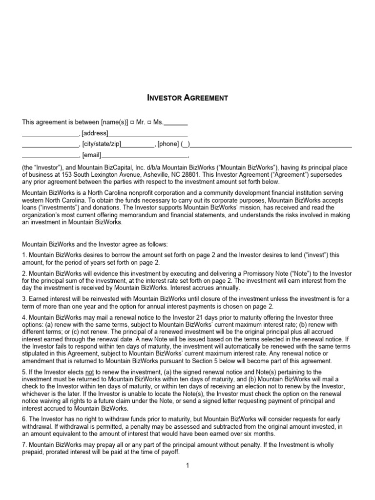 Investment Contract Template 1 | PDF | Interest | Investing