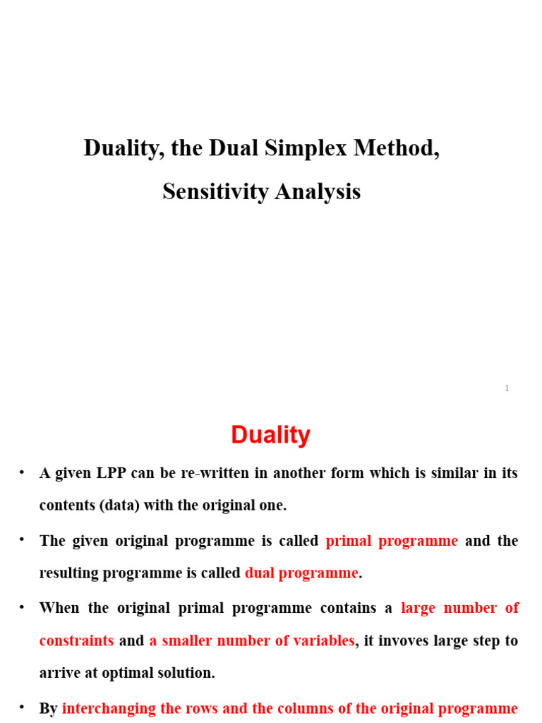 Chapter Two Part V Duality And Sensitivity Analysis Pdf Mathematical Optimization Algebra