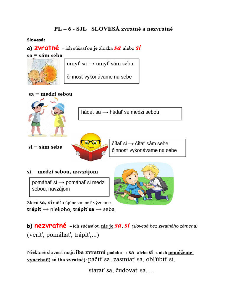 PL 6 - SJL SLOVESa Zvratne A Nezvratne | PDF