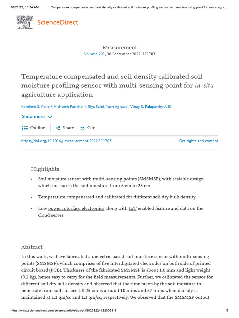Temperature compensated and soil density calibrated soil moisture profiling sensor with multi ...