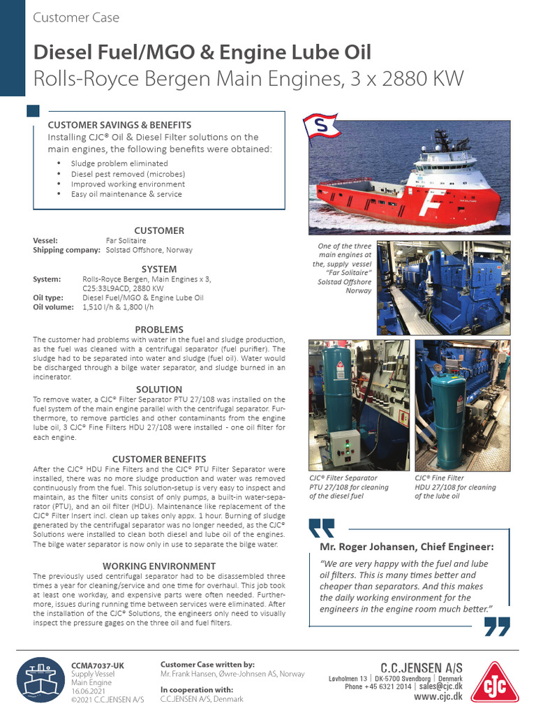 Marine - Diesel Fuel Lube Oil - Main Engine - Supply Vessel - Far ...