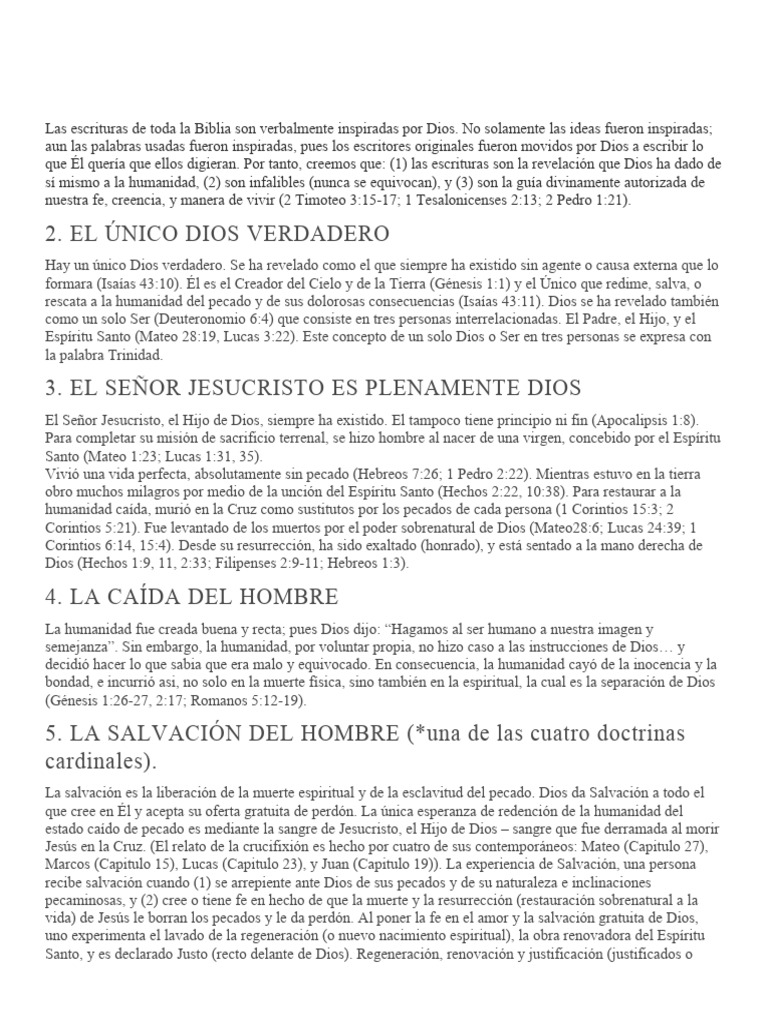 16 Doctrinas de La Asamblea de Dios | PDF