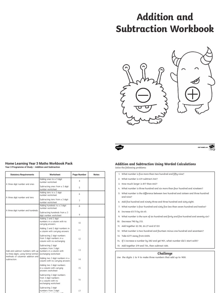 Addition and Subtraction | Download Free PDF | Subtraction | Worksheet