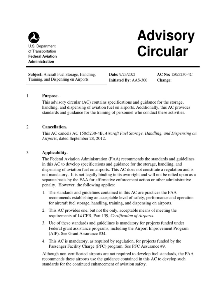 150 5230 4C Aircraft Fuel | PDF | Federal Aviation Administration ...